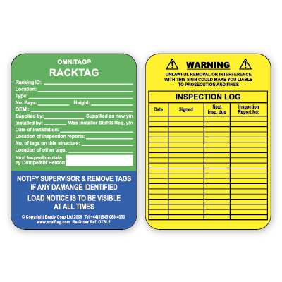 Racking & Shelving Inspection Tags | Scafftag